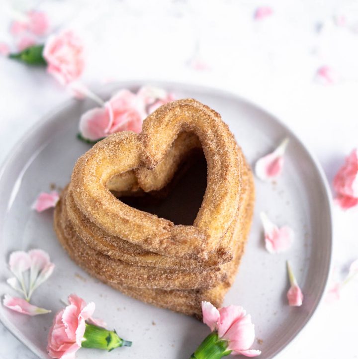 Heart Churros with Nutella and Mascarpone Dipping Sauces - Pina Bresciani