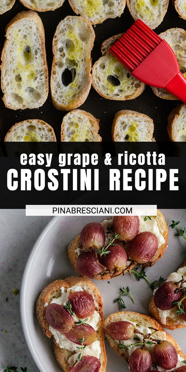 Roasted Grape Crostini With Whipped Ricotta and Honey - Pina Bresciani
