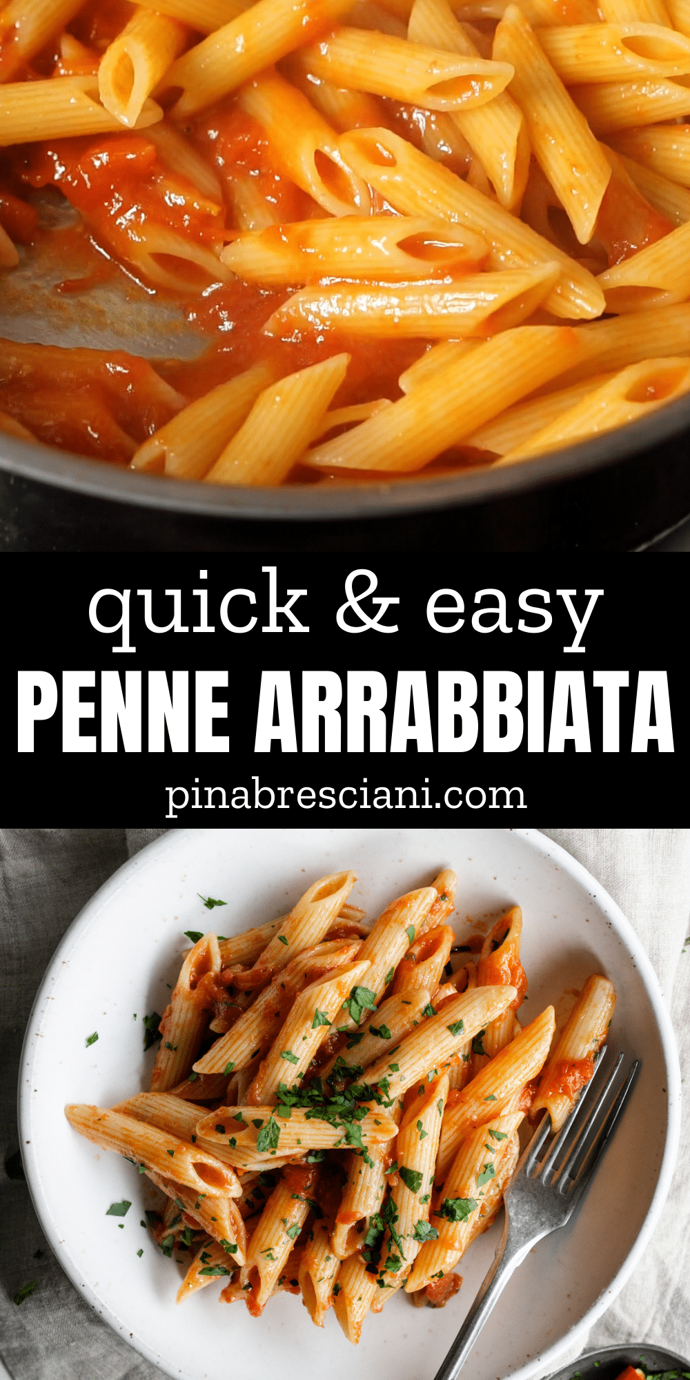 Penne Arrabbiata - Spicy Tomato Pasta - Pina Bresciani