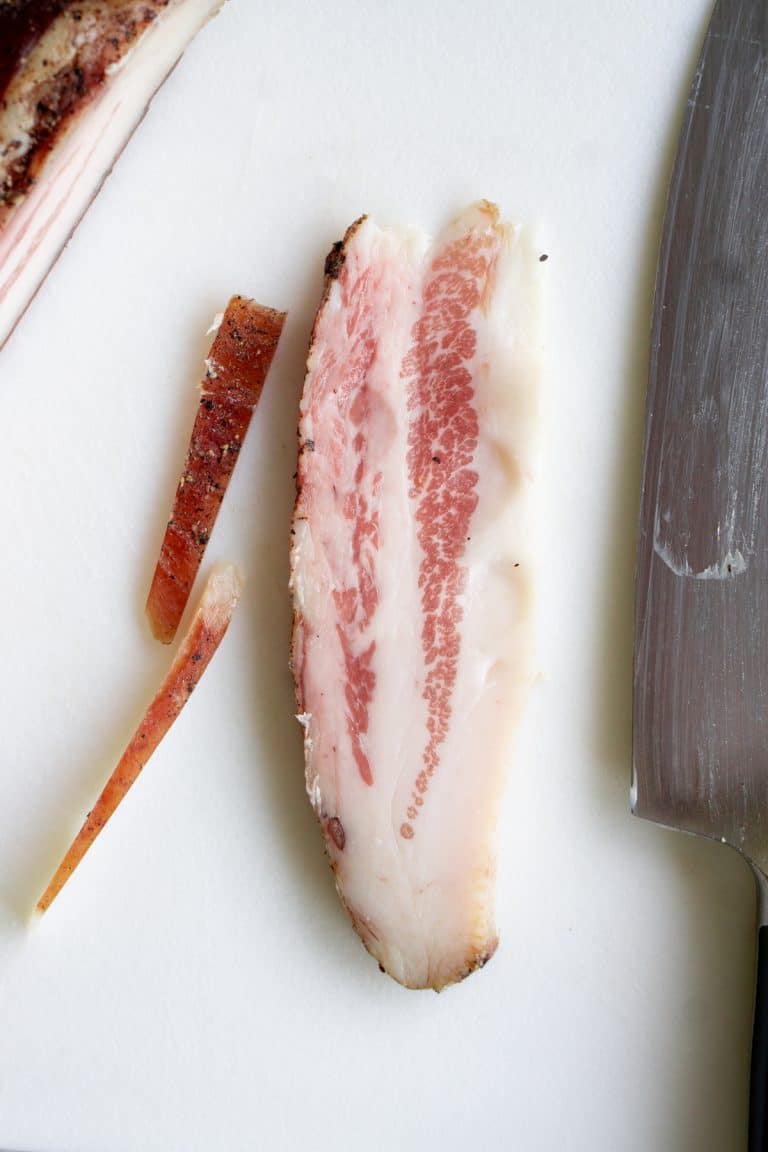 How To Cut Guanciale - Pina Bresciani