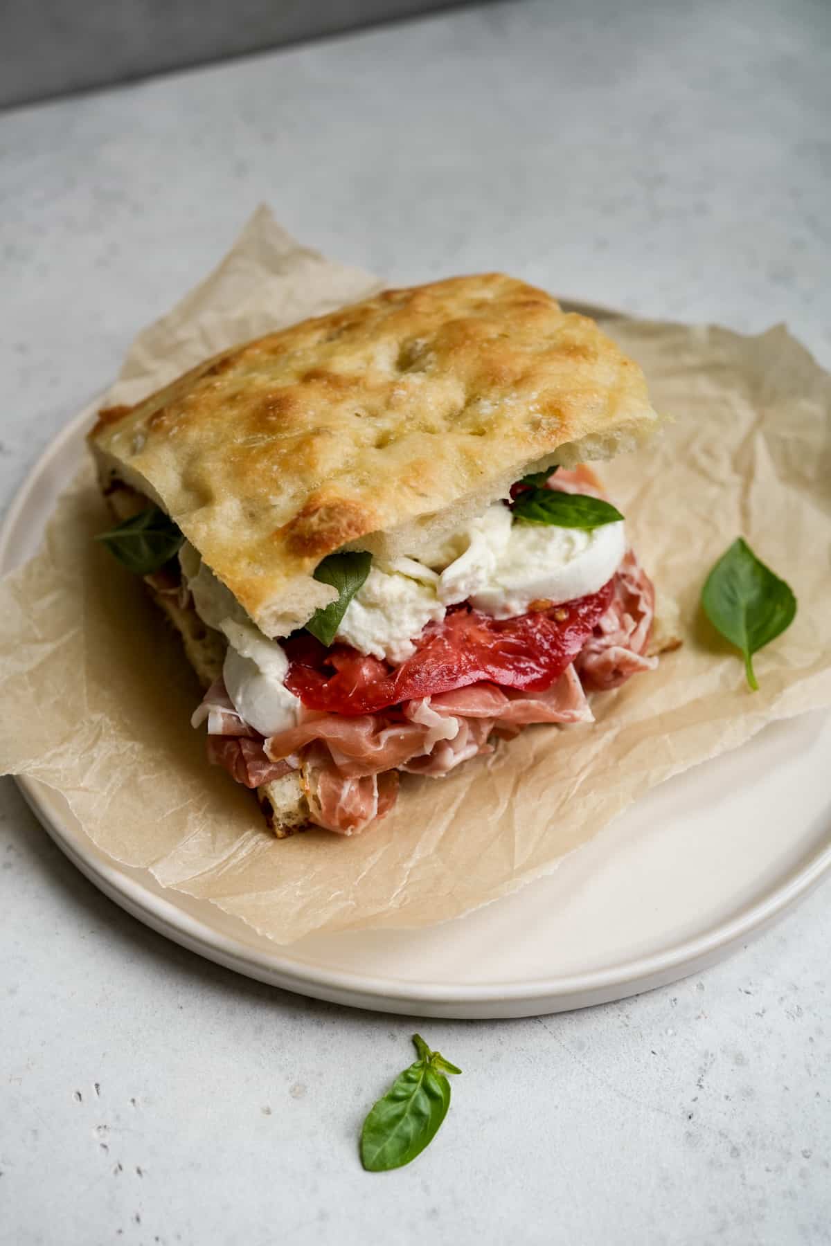 Delicious Prosciutto Sandwich Panino With Mozzarella Tomato And