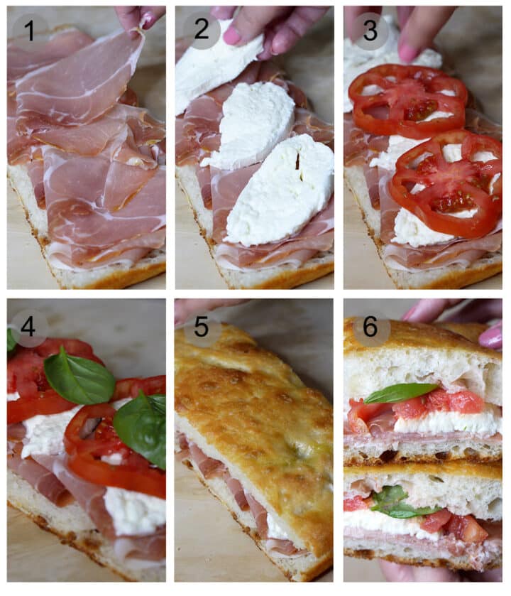 Delicious Prosciutto Sandwich (Panino) With Mozzarella, Tomato and Basil - Pina Bresciani