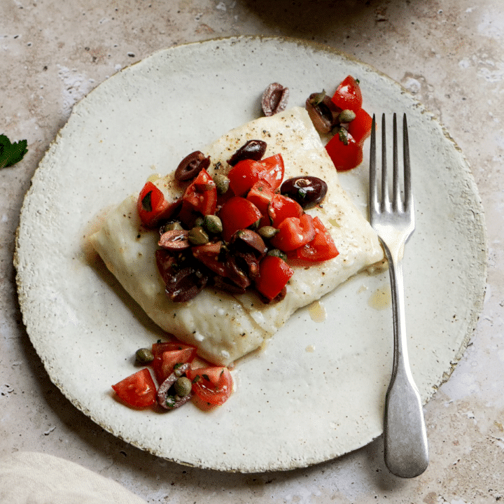 Italian-Inspired Halibut with Tomato, Olive and Caper Salsa - Pina ...