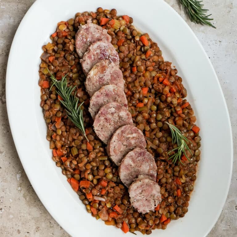 Cotechino and Lentils - Italian New Year’s Recipe - Pina Bresciani