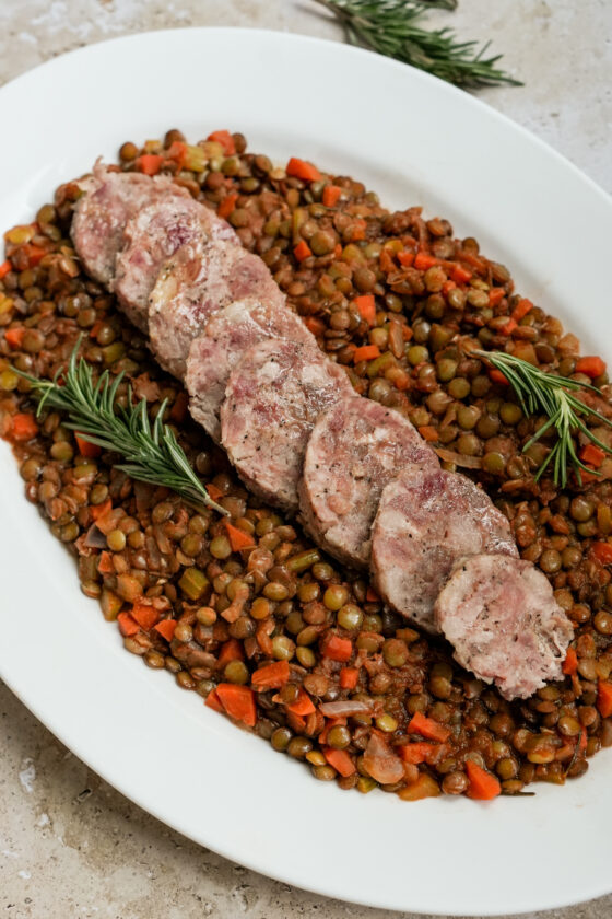 Cotechino and Lentils - Italian New Year’s Recipe - Pina Bresciani