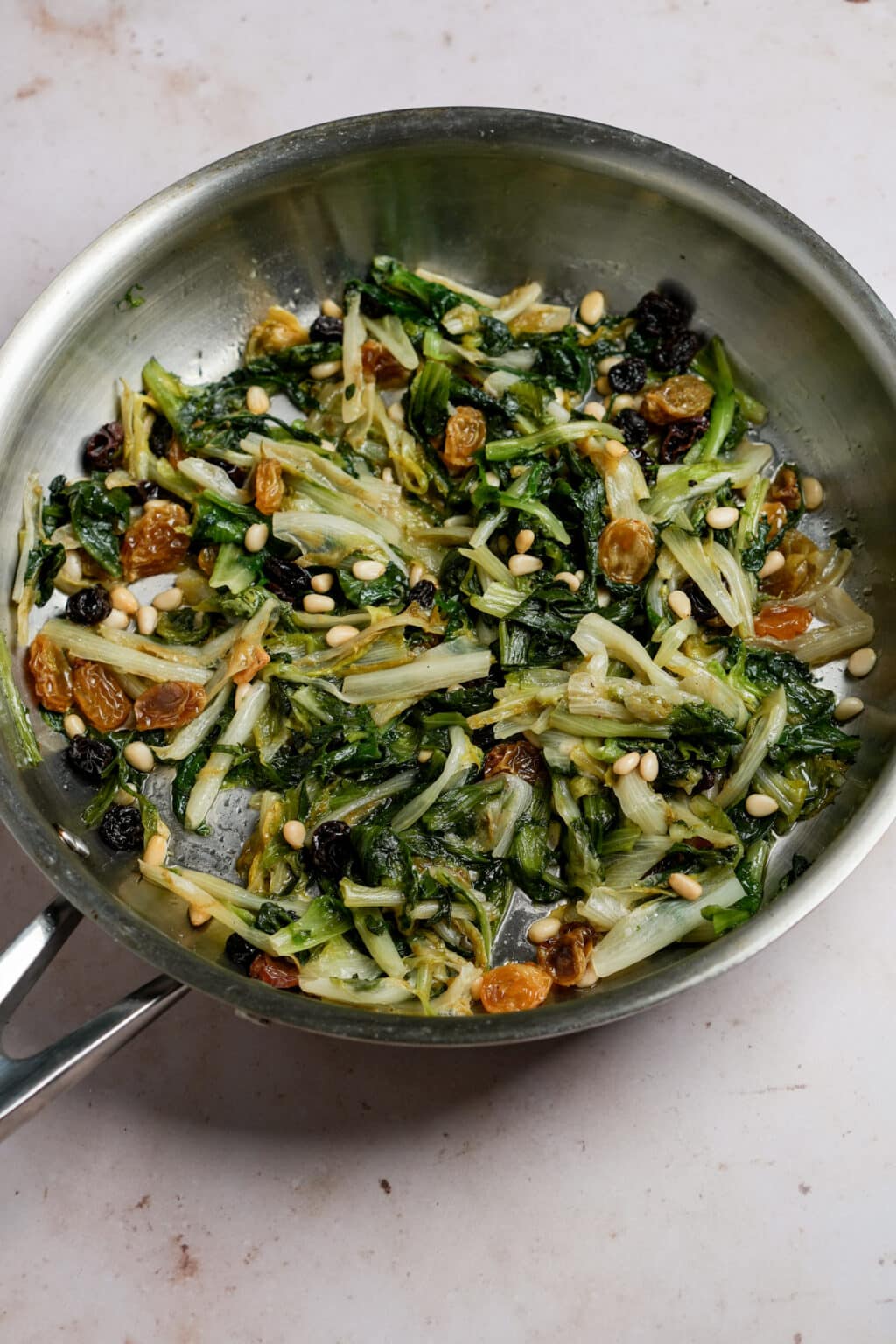 Escarole (or Endive) with Raisins and Pine Nuts - Pina Bresciani