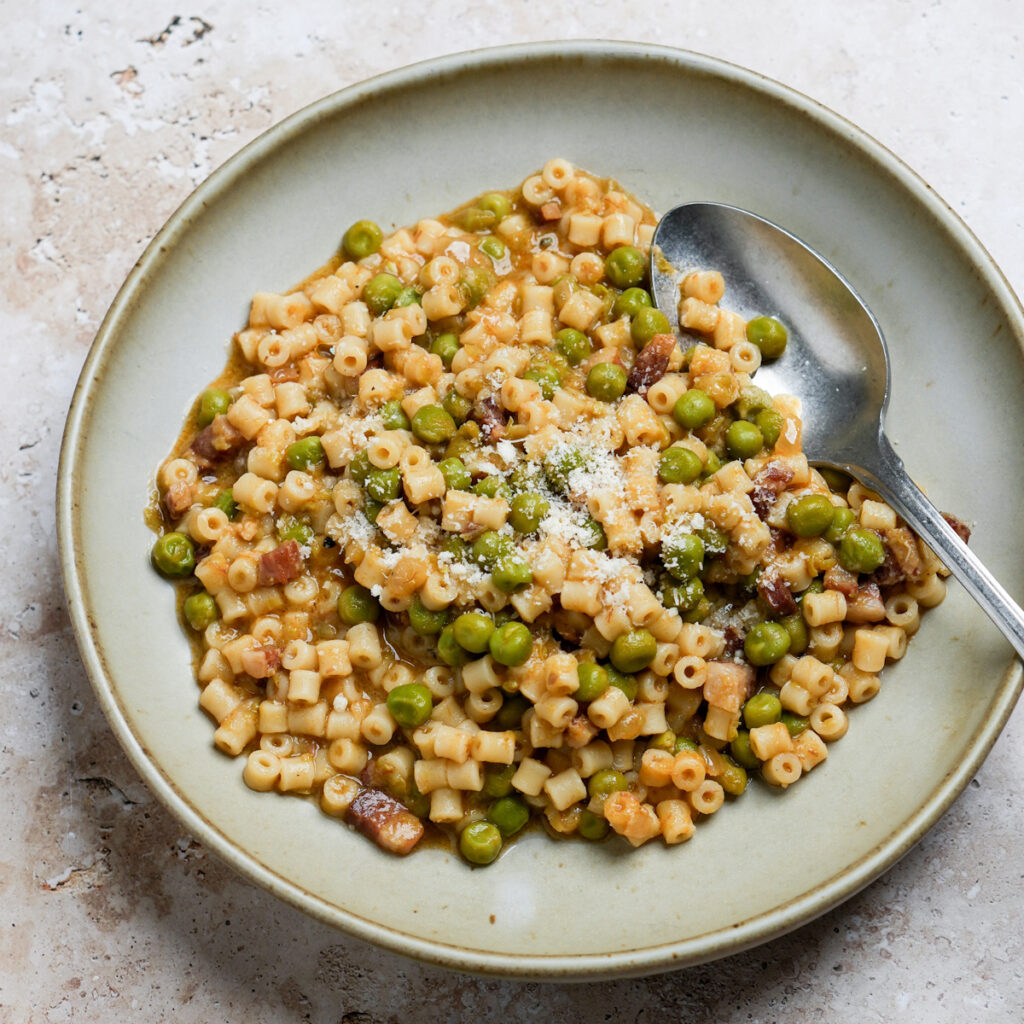 Pasta e Piselli (Italian Peas and Pasta Recipe) - Pina Bresciani